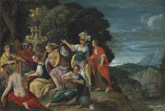 Johann König | Minerva visiting the muses on Mount Helicon (1620 ...