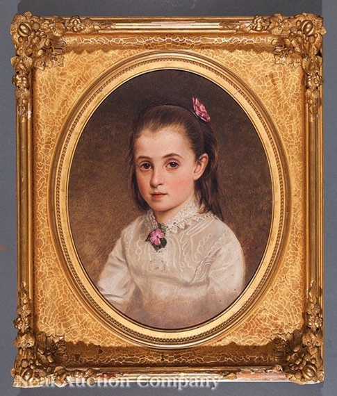 Frank Albert Philips | Portrait of a Young Girl in White (1875) | MutualArt