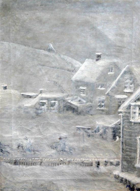 Harald Moltke | Winter landscape view from a window (1919) | MutualArt