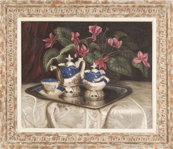 E. R. Nash | Still life of a porcelain tea service | MutualArt