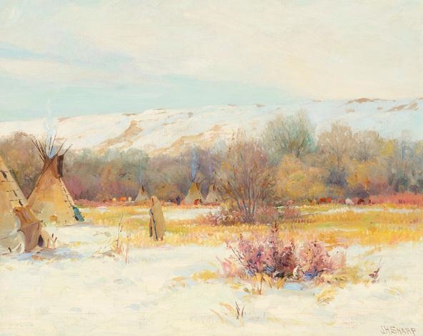 Joseph Henry Sharp | At a Pueblo Window, Taos | MutualArt