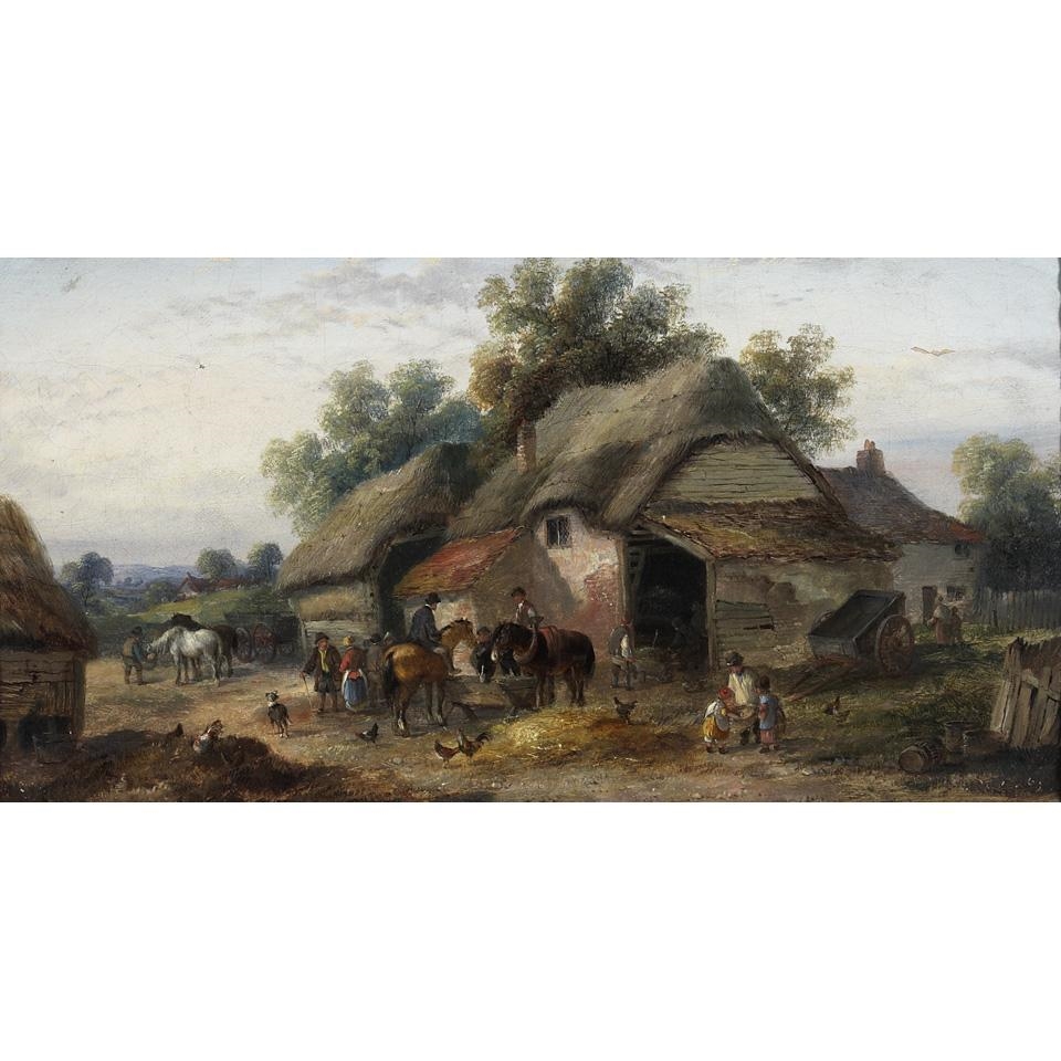 Georgina Lara | BUSY FARMYARD WITH HORSES (1869) | MutualArt