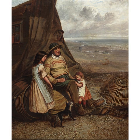 Alfred H. Green | FISHERMAN AND HIS CHILDREN RESTING ON THE COAST ...