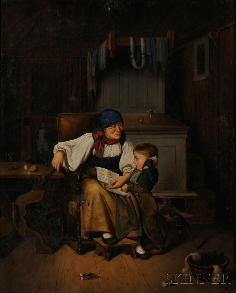 Albert Anker | 2 works; Learning His Letters; A Schoolhouse Conference ...