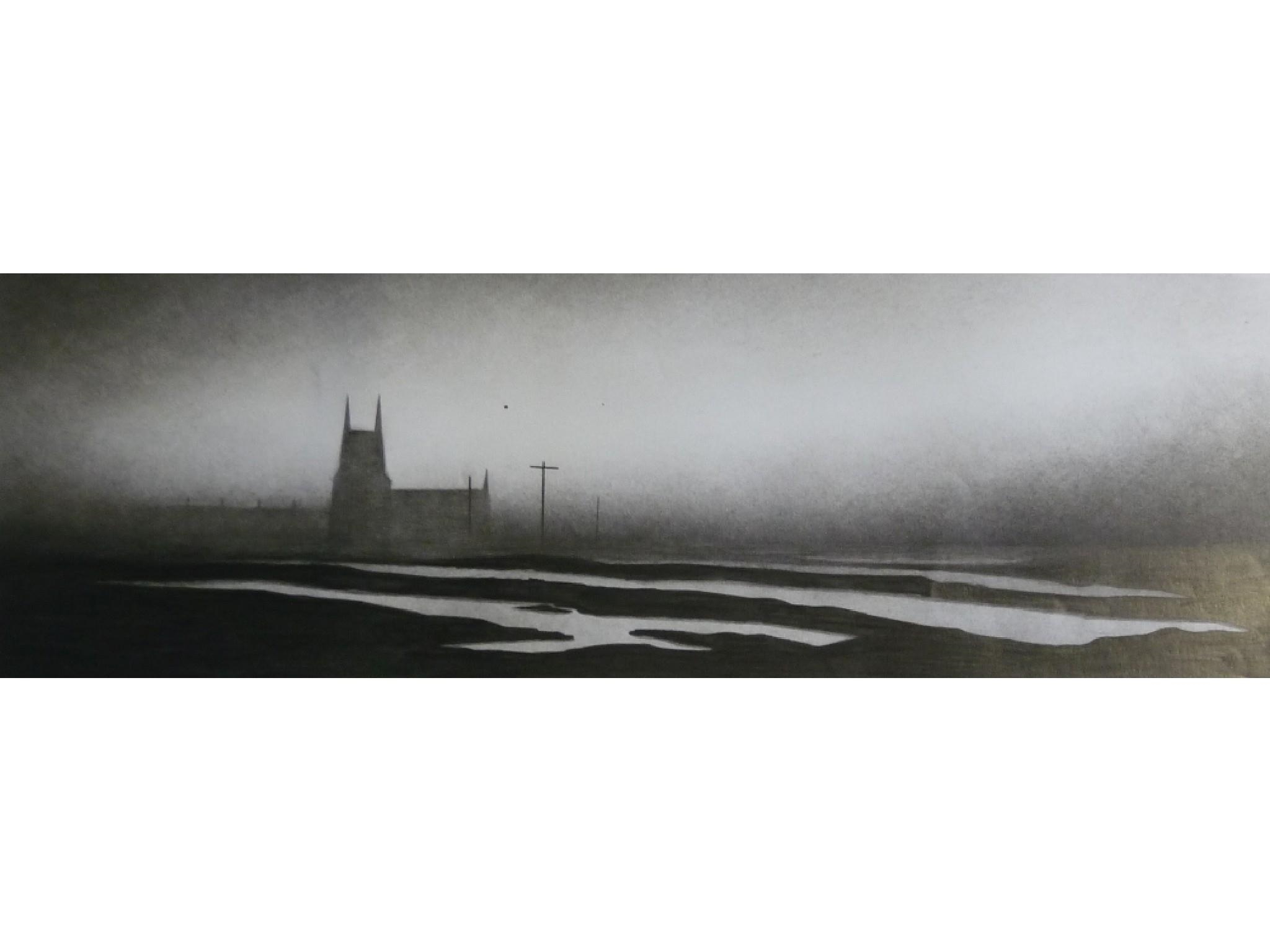 Marc Grimshaw | Urban landscape with wasteland, church in the ...