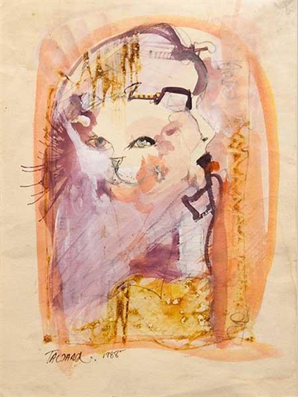 Johan Taljaard | 3 works; Face Studies plus Abstract Cat (1988) | MutualArt