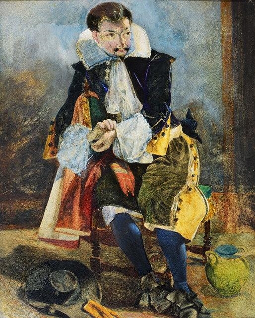 George Cattermole | 4 works A seated cavalier; a river landscape ...