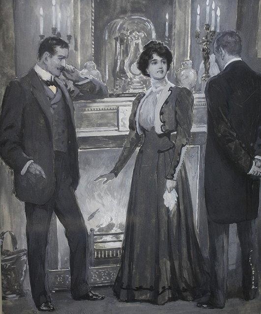 William Henry Margetson | 2 works; Around the blazing fire; sepia ...