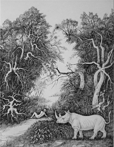 Stanislas Lepri | The Rhinoceros and the Young Man (1977) | MutualArt