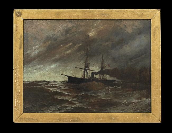 Bror Anders Wikstrom | Steamship on a Stormy Sea (1888) | MutualArt