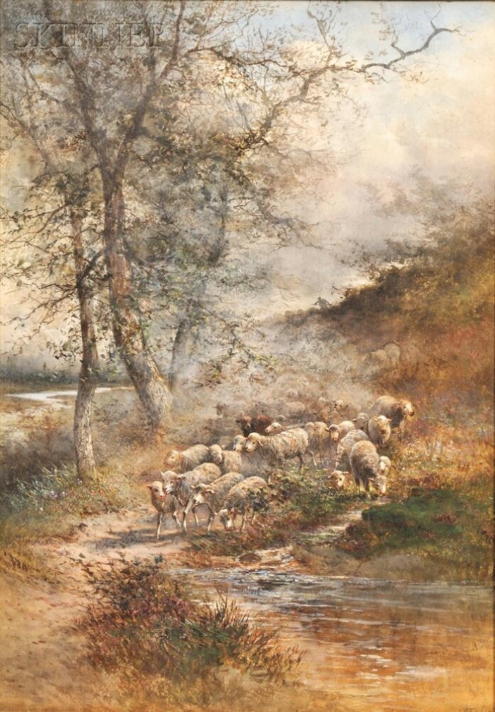 Hugo Anton Fisher | Shepherd with His Flock | MutualArt