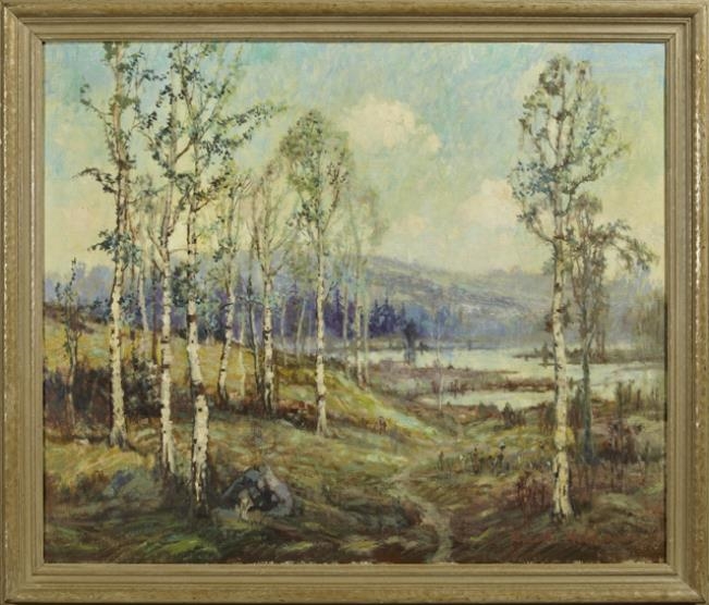 Knute Heldner | Lake Scene with Birches in Spring | MutualArt
