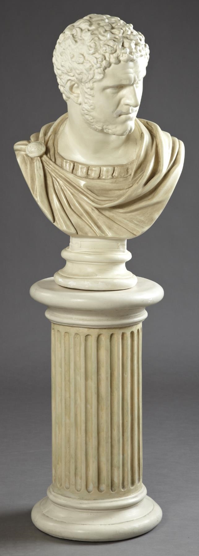 Unknown | Plaster Classical Style Portrait Bust and Pedestal | MutualArt