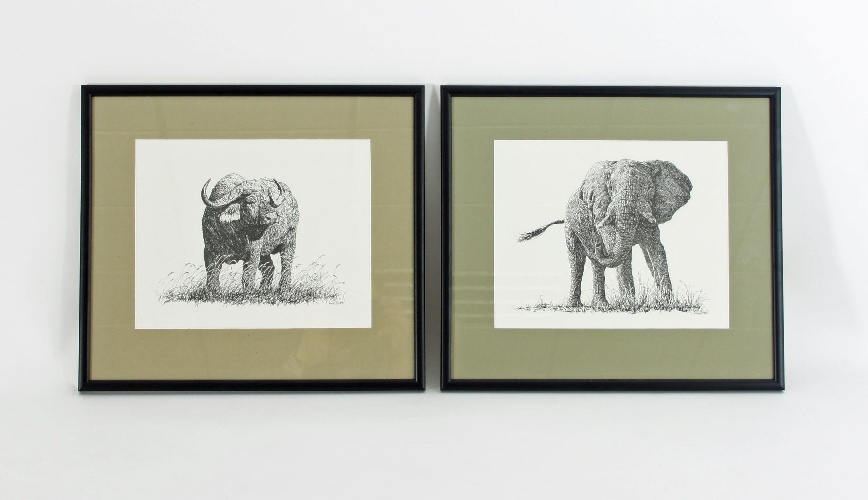 Simon Combes | Elephant and Water Buffalo | MutualArt
