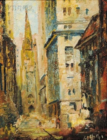 Joseph Sloman | Wall St. & Trinity Church and Plaza Hotel | MutualArt