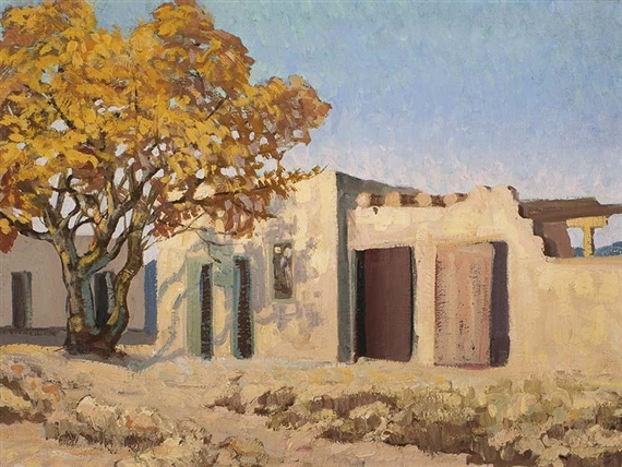 Carl Redin | Adobe House with Tree | MutualArt