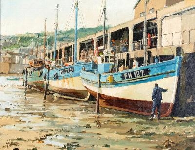 Geoffrey Huband | Blue Line Boats, Newlyn Harbour | MutualArt