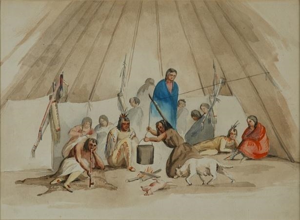 Alfred Sully | 2 WORKS: DAKOTA INDIANS and HUNTING DOGS AT REST ...