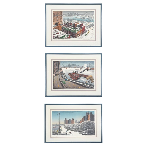 Woldemar Neufeld | 3 WORKS: CARL SCHURZ PARK IN WINTER; EAST RIVER AT ...