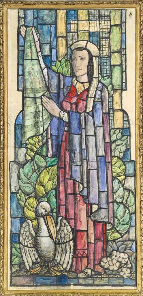 Thomas Symington Halliday | A stained glass window design of a saint ...