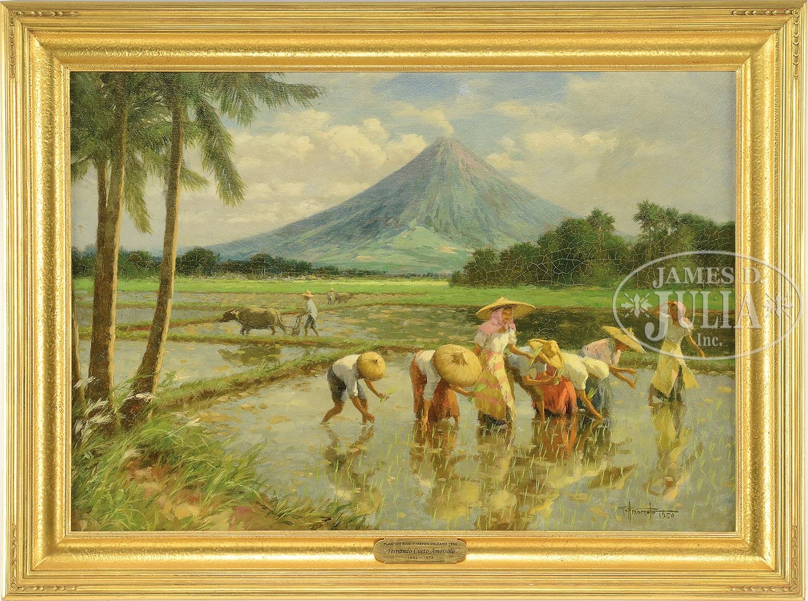 Fernando Amorsolo | PANTING RICE-MAYON VOLCANO (1950) | MutualArt