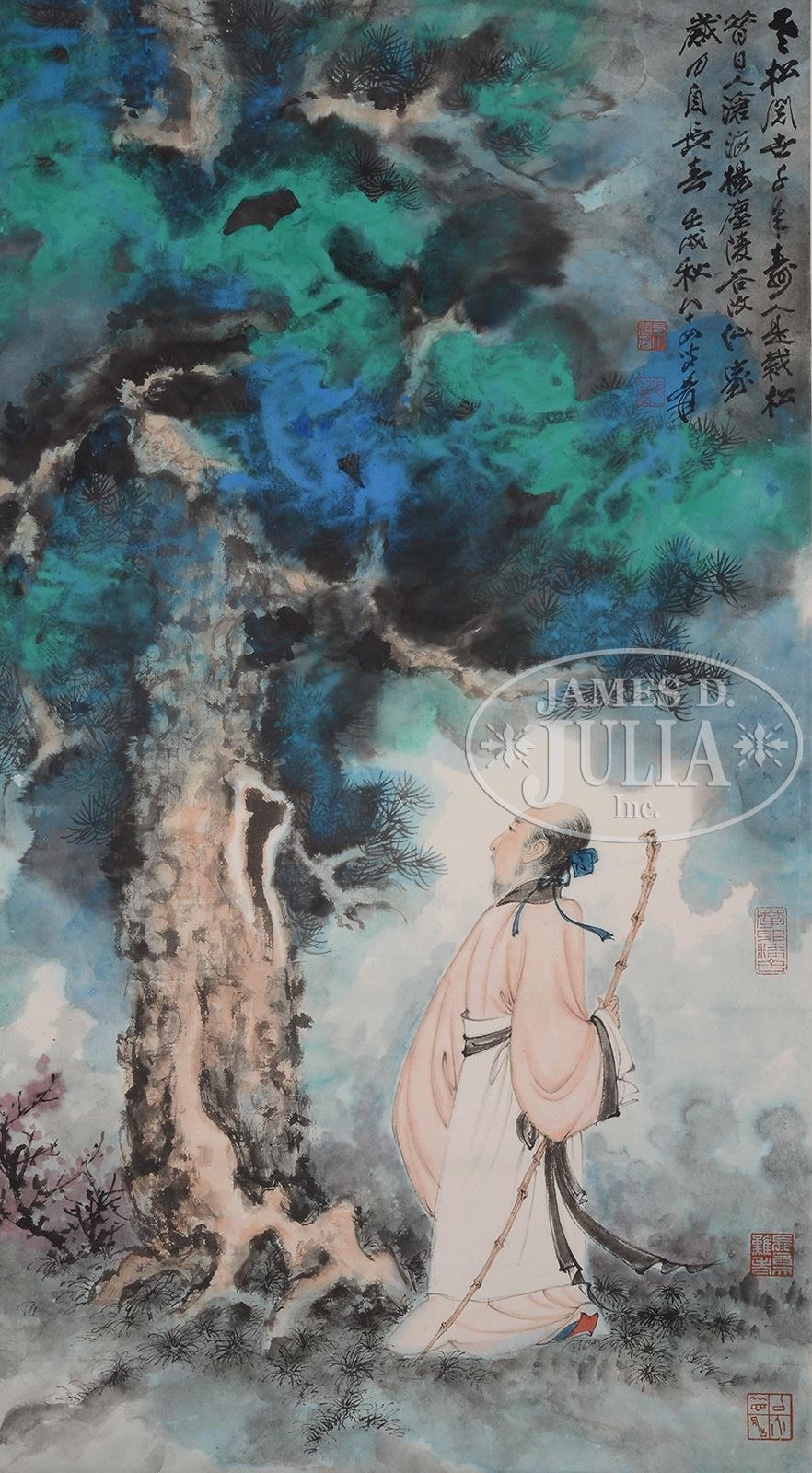 Zhang Daqian | SPLASHED INK AND COLOR WITH A SCHOLAR WALKING WITH A ...