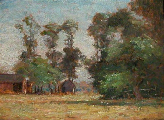 Frank Bicknell | OLD BARNS UNDER GREEN TREES | MutualArt
