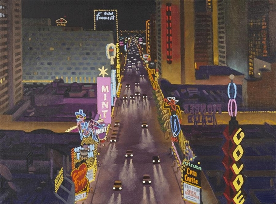 James Doolin | Downtown Las Vegas at Night (1988) | MutualArt