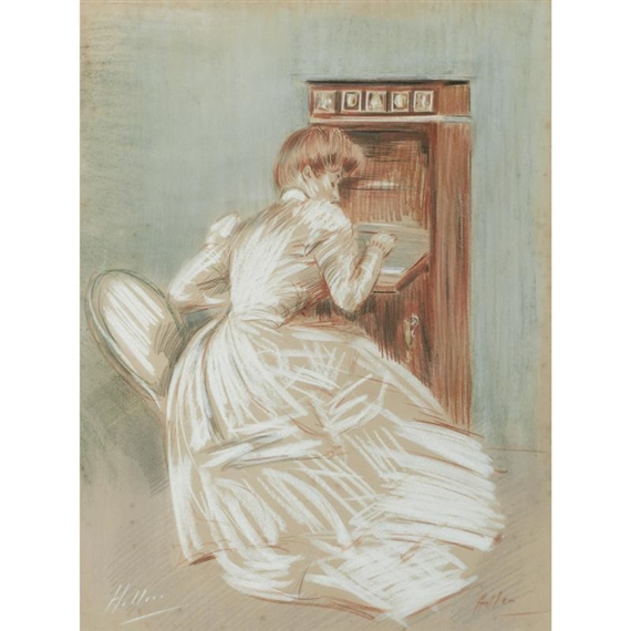 Paul César Helleu | Madame Helleu Seated at her Secretaire in the ...