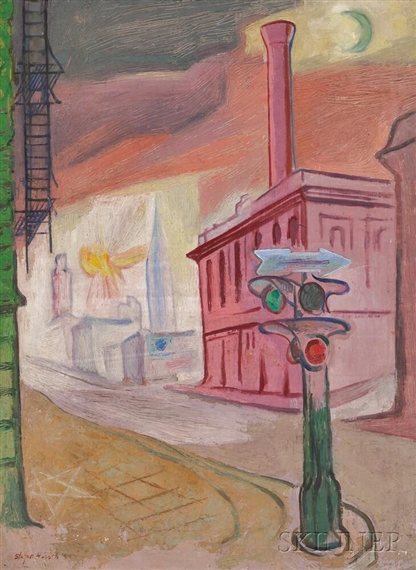 Stefan Hirsch | Factory at Night (1944) | MutualArt