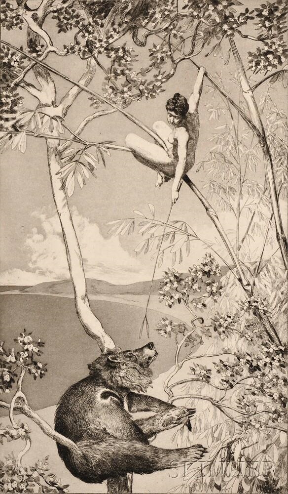 Max Klinger | Pursued Centaur (Singer 54 ii/II) (1881) | MutualArt