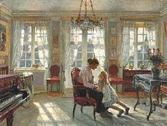 Harald Moltke | Winter landscape view from a window (1919) | MutualArt