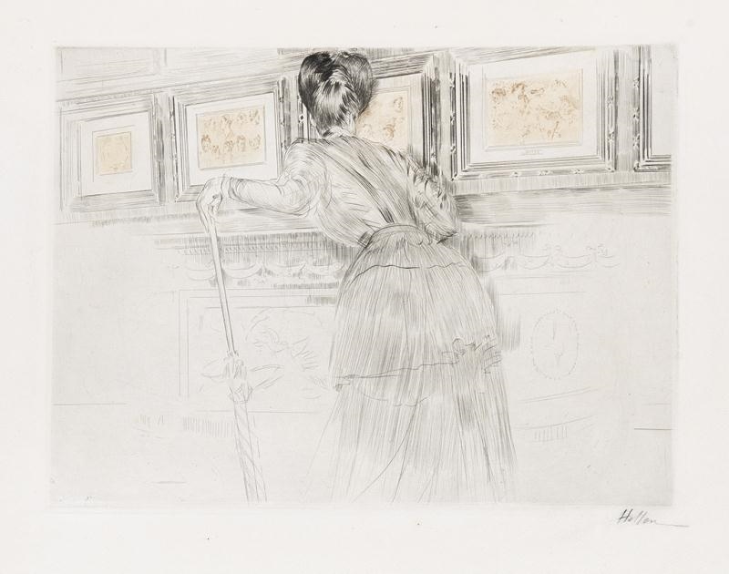 Paul César Helleu | Madame Helleu devant les Dessins de Watteau au ...