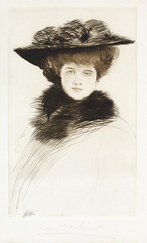 Paul César Helleu | Madame Helleu devant les Dessins de Watteau au ...