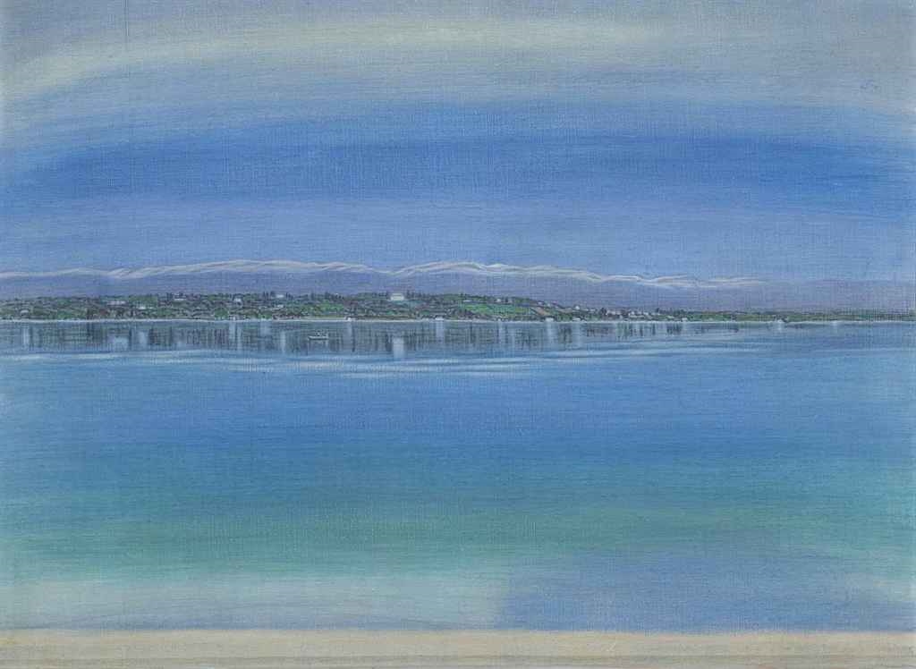 Alexandre Perrier | Lac, heure matinale (rückseitig: Blütenzweige ...