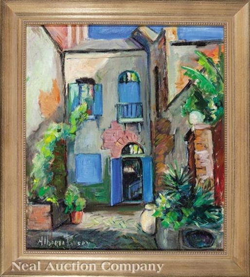 Alberta Kinsey | French Quarter Courtyard with Blue Shutters | MutualArt