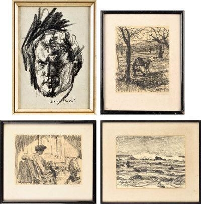 Jakob Nussbaum | 4 WORKS: SEASCAPE; WOMAN GATHERING KINDLING; HEAD OF A ...