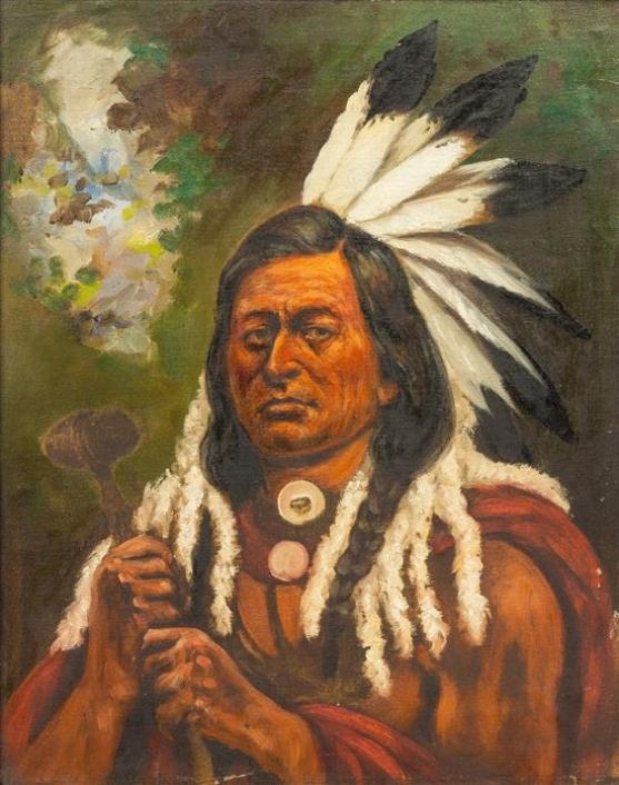 Henry Herman Cross | Portrait of Uncapapa Sioux Indian Chief, Rain in ...