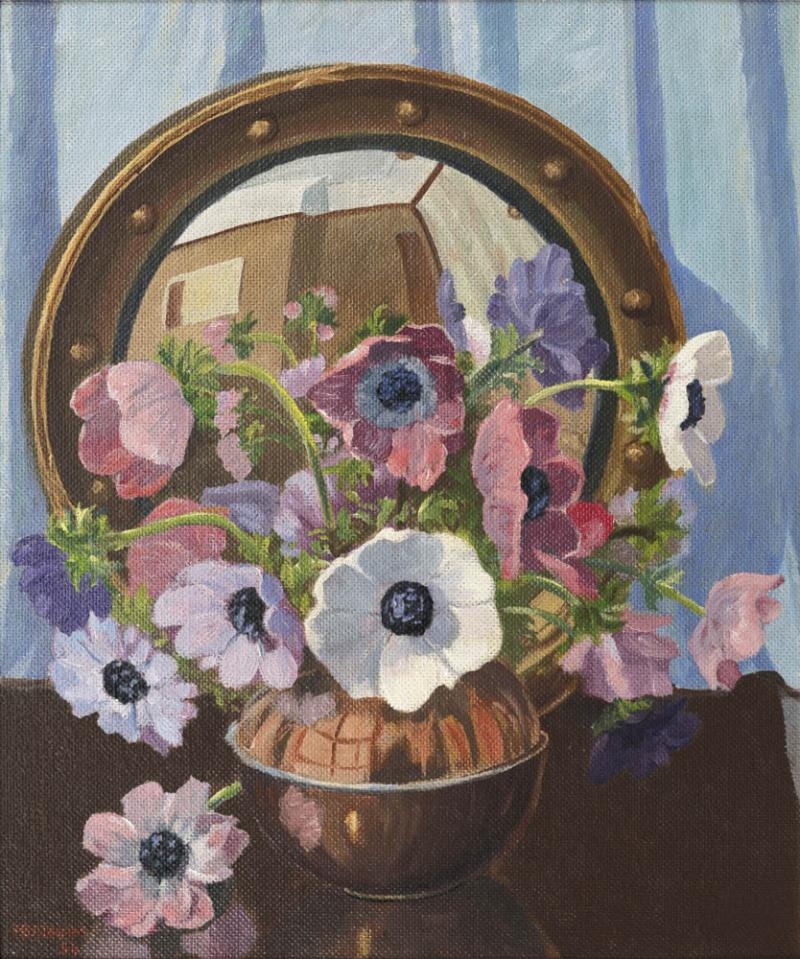 Herbert Badham | Still Life with Mirror Reflection (1954) | MutualArt