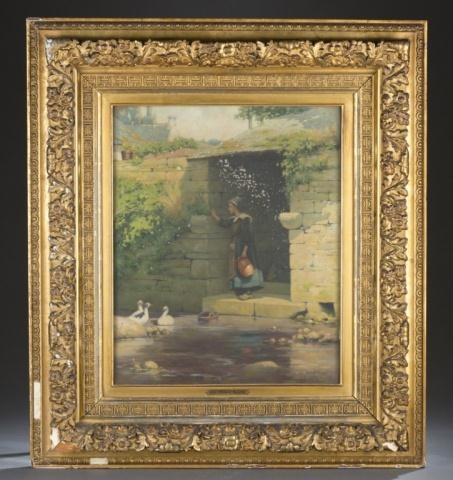 John Willard Raught | Girl with jug (1891) | MutualArt