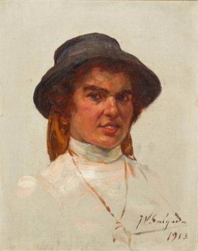 José Maria Veloso Salgado | Retrato de camponesa (1913) | MutualArt