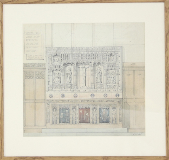 Cecil G Hare | Design for New Reredos and Altar in the Chapel of Yoxall ...