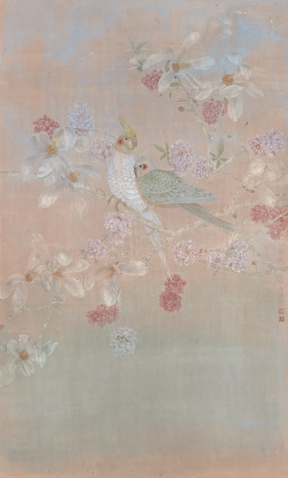 Jiang Hongwei | PERCHING BY THE PEACH BLOSSOMS (2014) | MutualArt