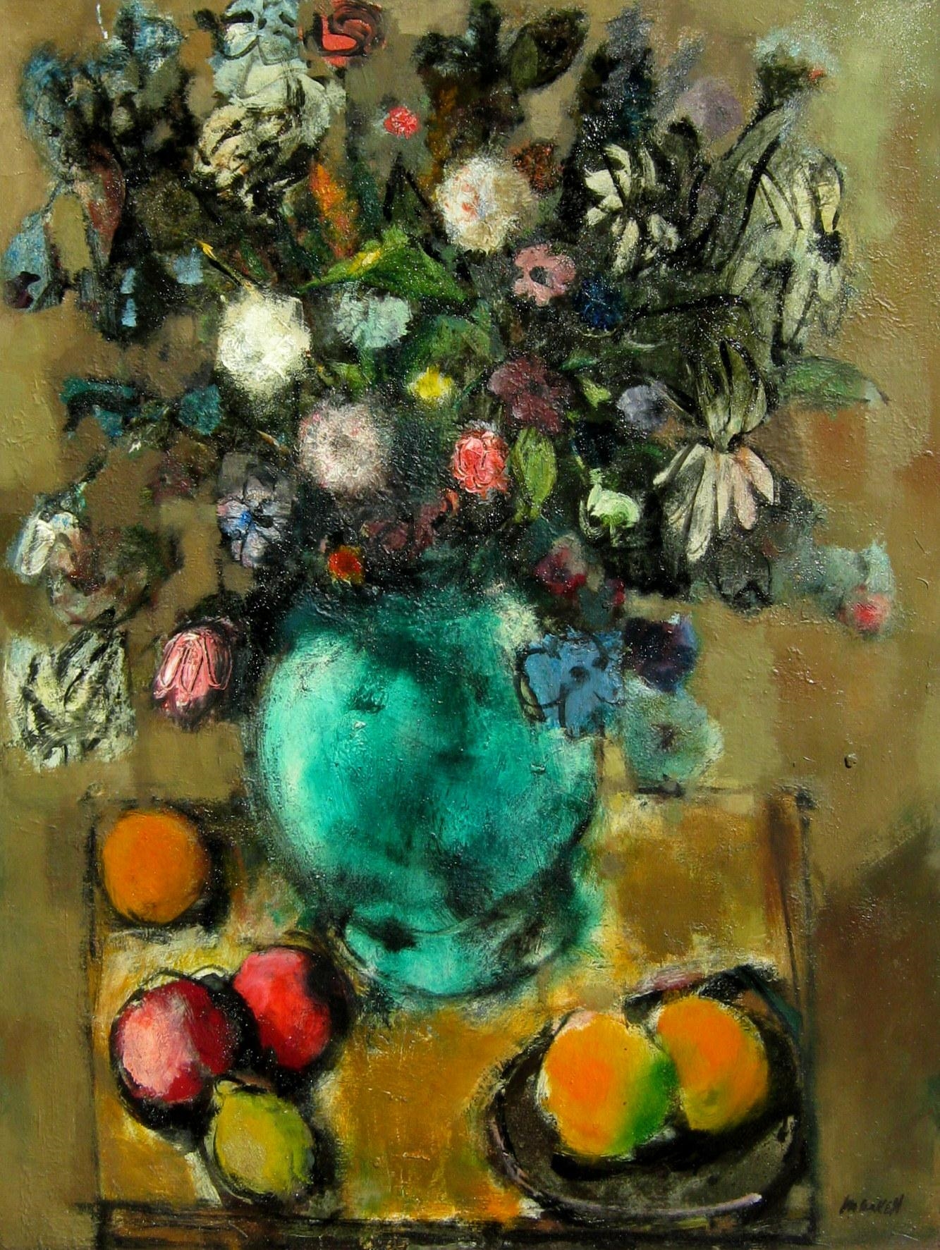 Jack Markell | Floral Bouquet with Green Vase | MutualArt
