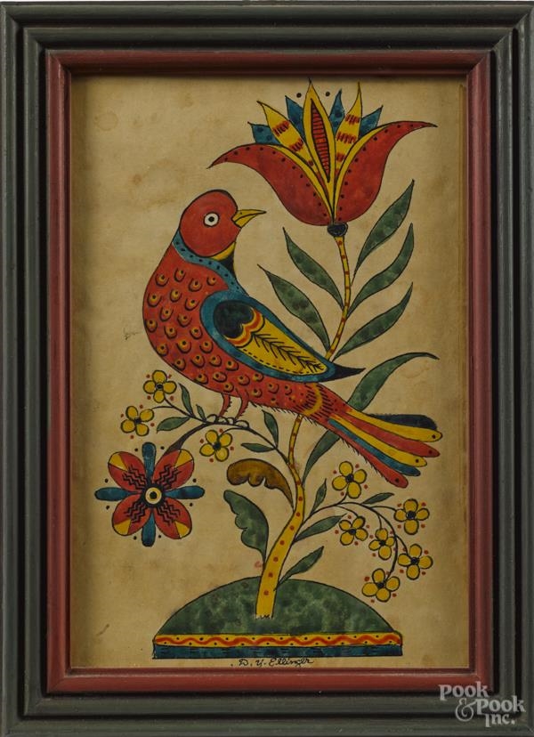 David Ellinger | Fraktur of a distelfink | MutualArt