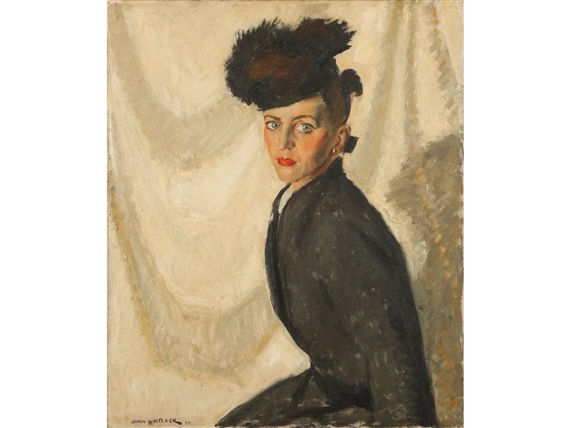 John Whitlock Codner | A portrait of a woman wearing a black coat and ...