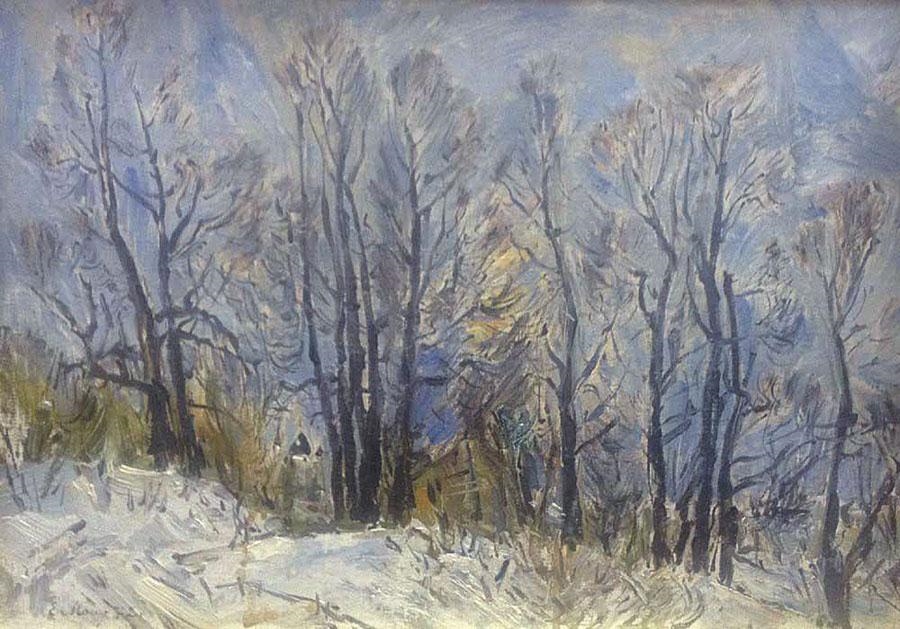 Evsey Moiseenko | Landscape with a church (1972) | MutualArt