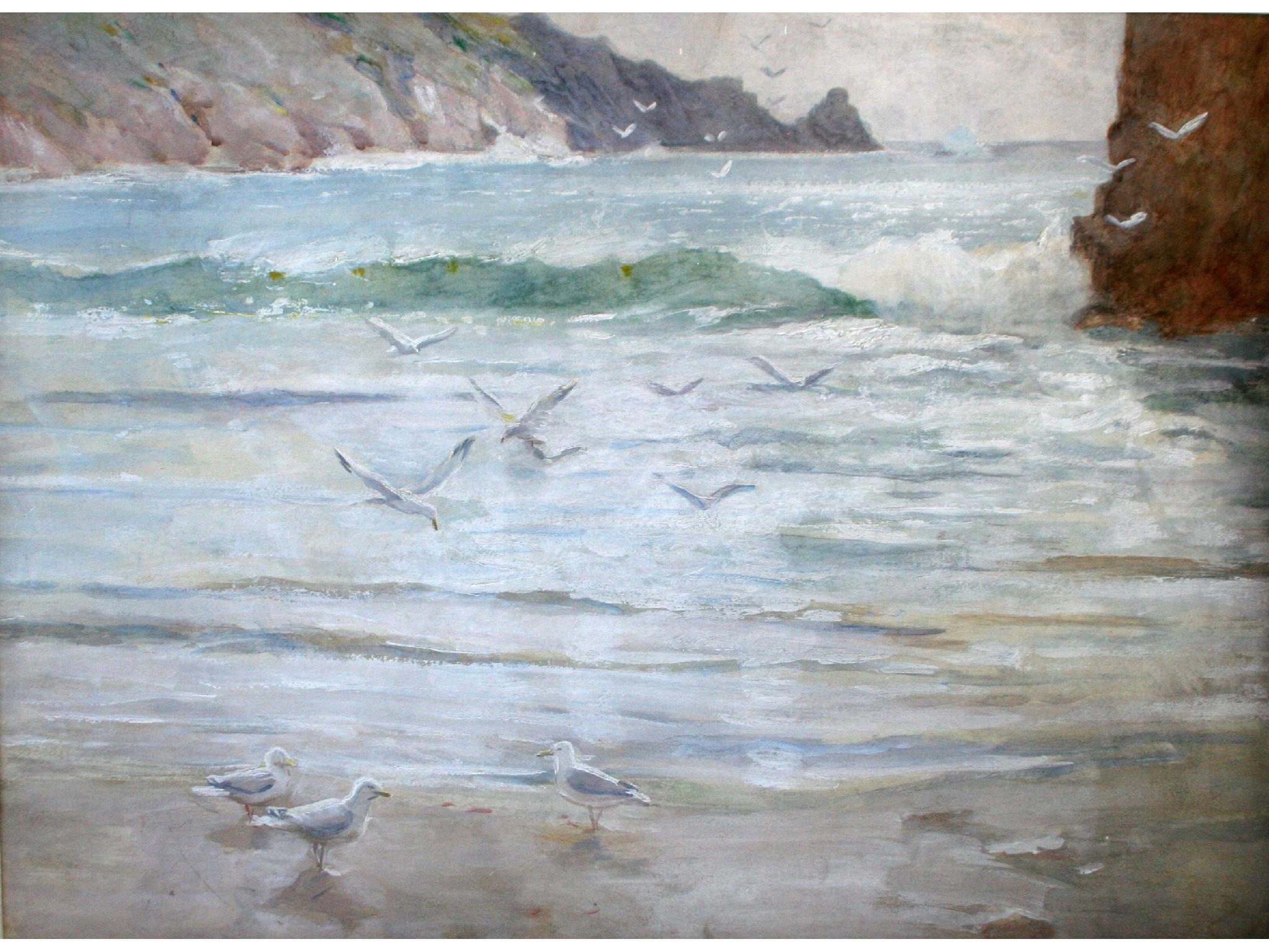 Charles Walter Simpson | Gulls on sea cliffs | MutualArt