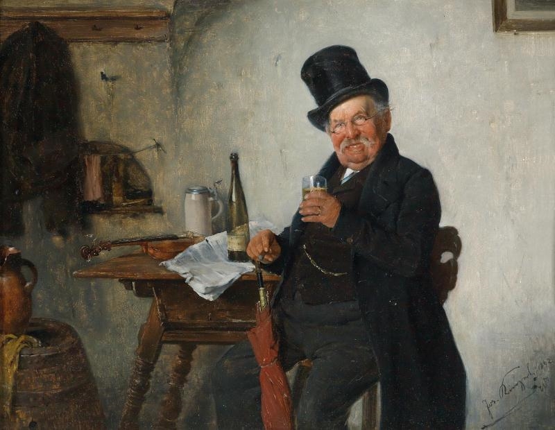 Josef Kinzel | The Well Earned Glass (1892) | MutualArt