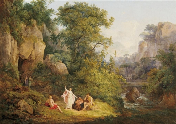 Unknown | Mythological scene in a rocky landscape (1835) | MutualArt
